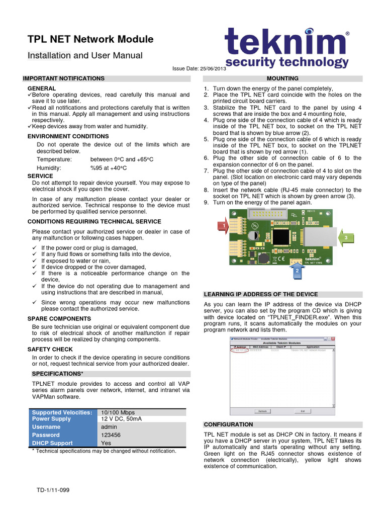TPL Net Network Module | PDF | Electrical Connector | Ip Address TPL Net Network Module | PDF | Electrical Connector | Ip Address