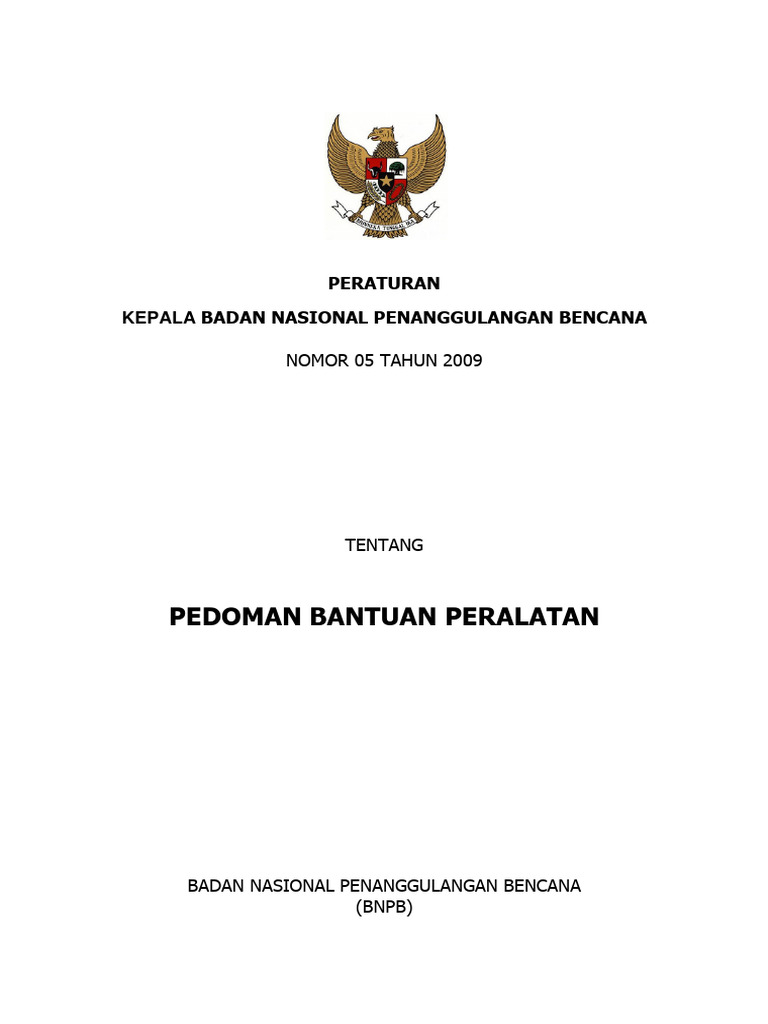 Perka 5 Tahun 2009 Tentang Pedoman Bantuan Peralatan 1 | PDF