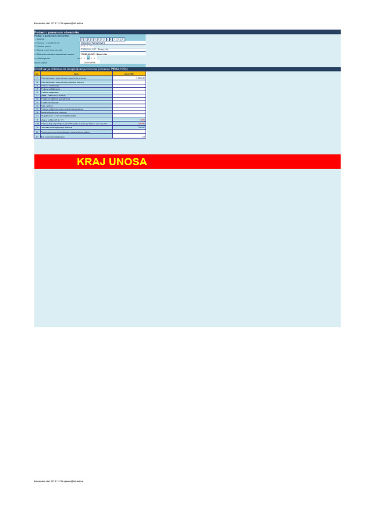 Iznajmljivanje Imovine Prim 1054 | PDF