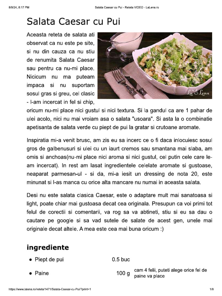 Salata Caesar Cu Pui | PDF