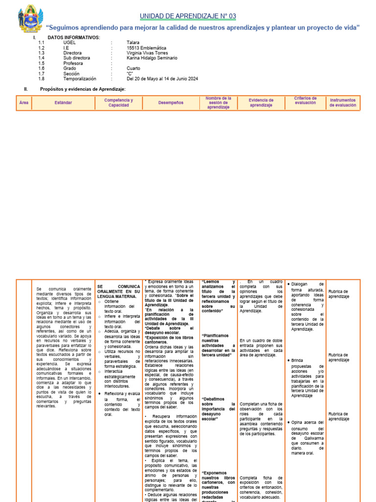 Unidad de Aprendizaje 3 Corregida | PDF | Números | Multiplicación