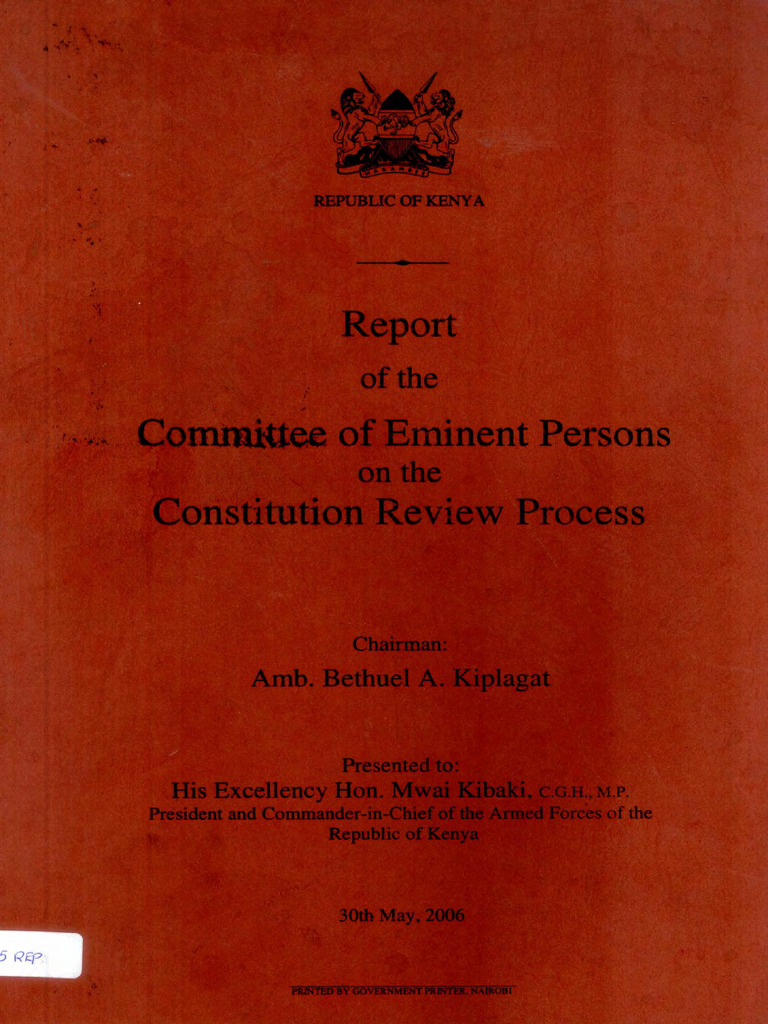 Report of The Committee of Eminent Persons On The Constitution Review ...