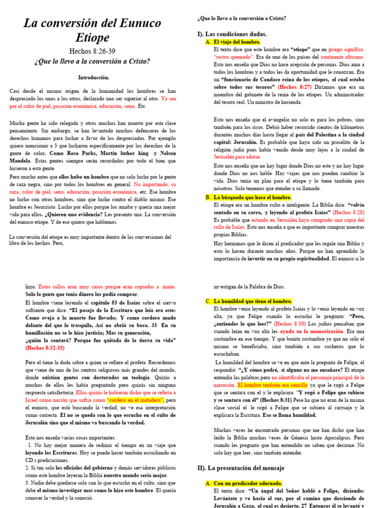 La Conversion Del Eunuco Etiope | PDF | Jesús | Bautismo