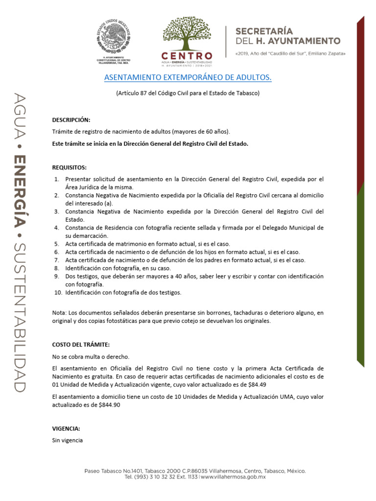 12.asentamiento Extemporaneo de Adultos | PDF