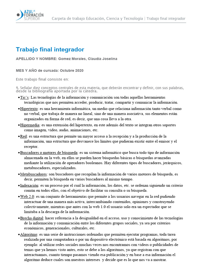 Gomez Morales, Claudia-Educacion, Ciencia y Tecnologìa | PDF | Información | Red de computadoras