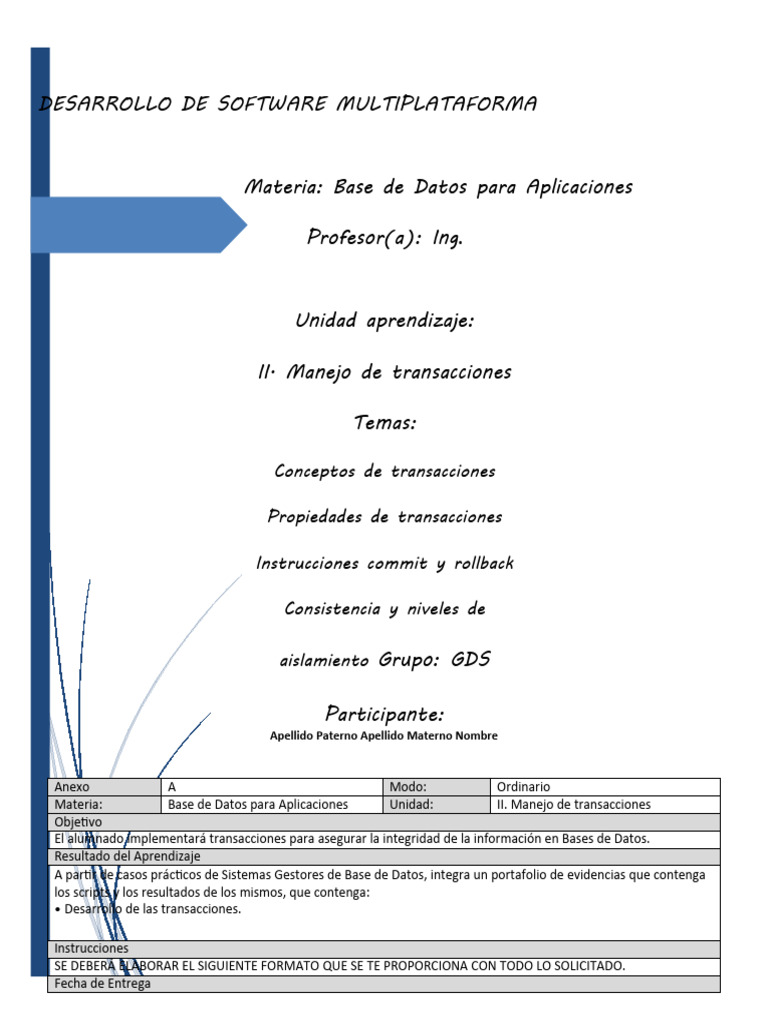 Instru BDparaApli Ord Uni 2-Do | PDF | Programación de computadoras | Datos