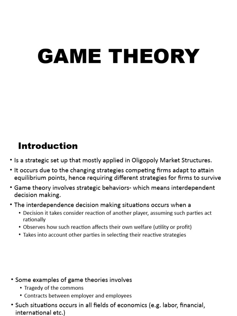 Managerial Economics - Game Theory | PDF | Economic Equilibrium | Game ...