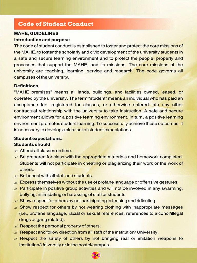 Code of Conduct For Students | PDF | Substance Abuse