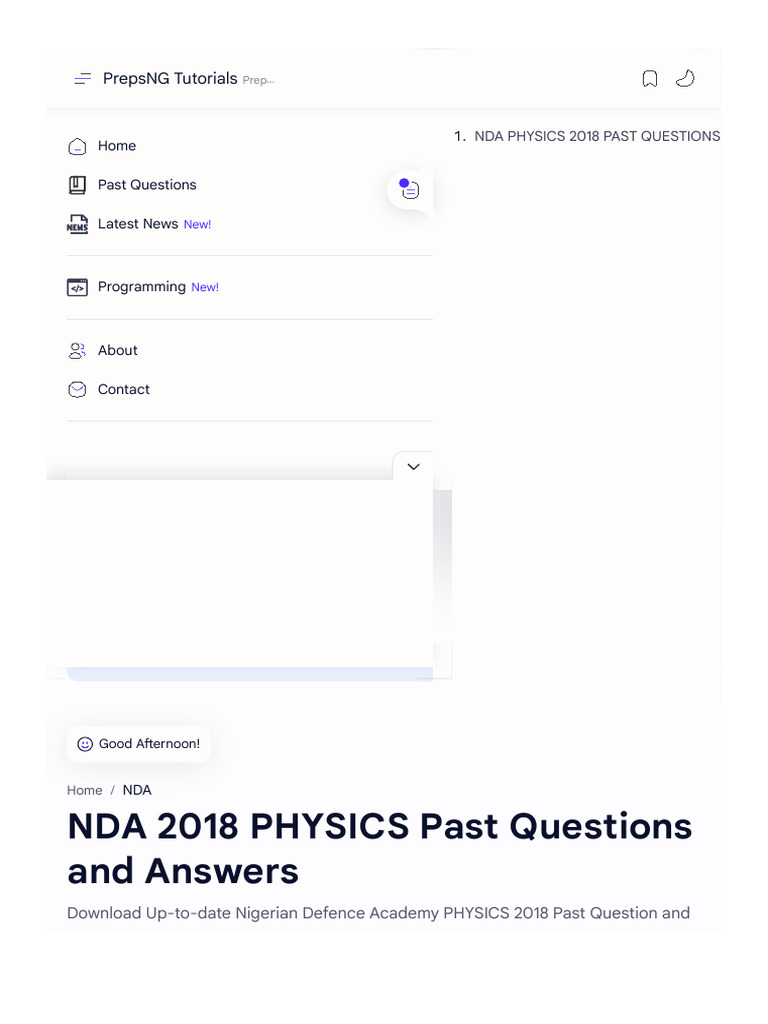 NDA 2018 PHYSICS Past Questions and Answers - PrepsNG Tutorials | PDF ...