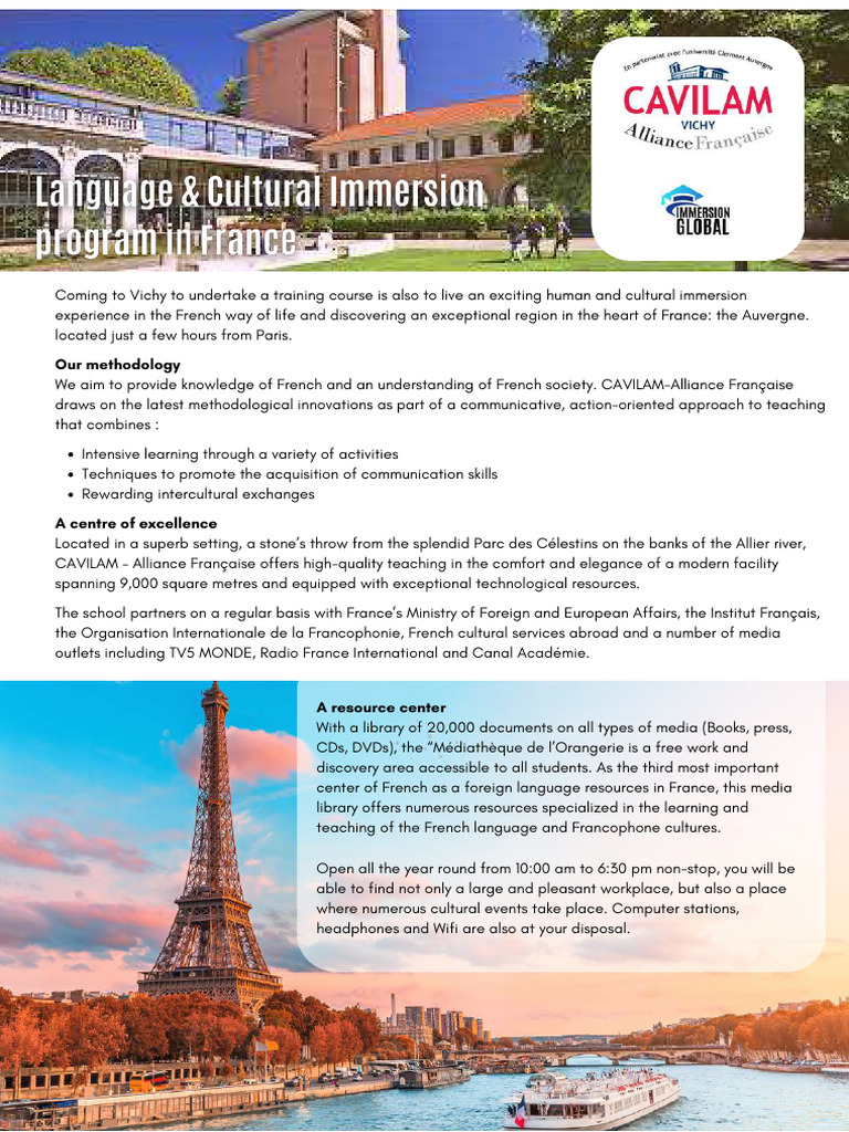 CHRIST-IG Program - Language &ral Immersion in France | PDF | French ...