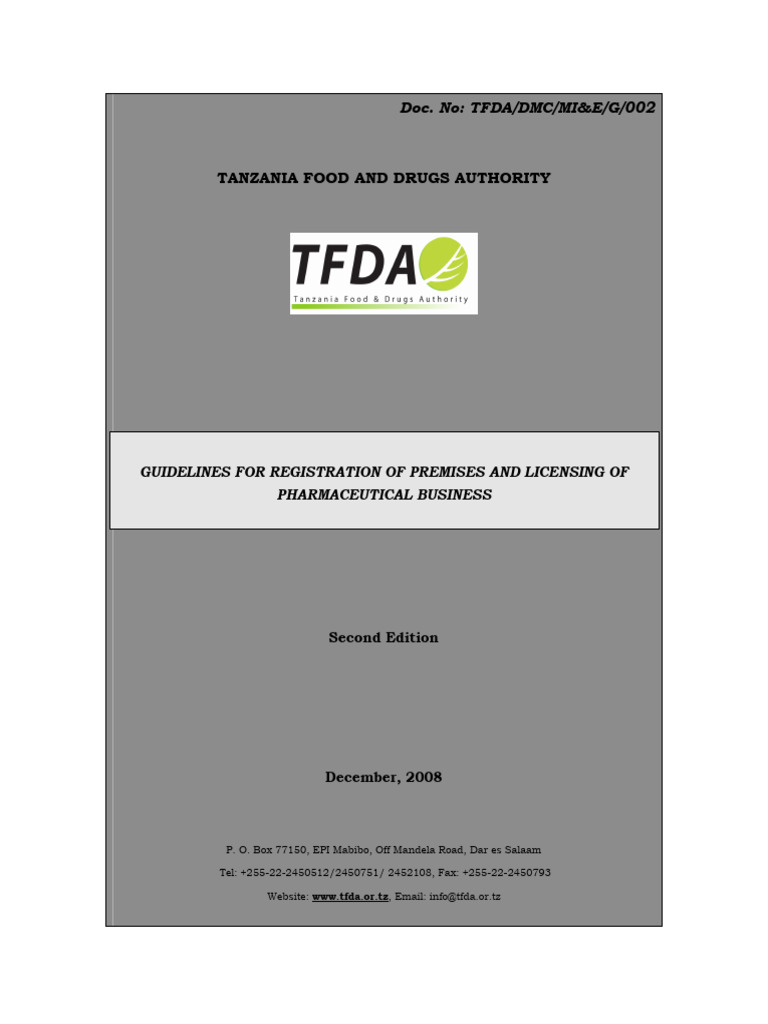 Guidelines For Registration of Premises and Licensing of Pharmaceutical ...