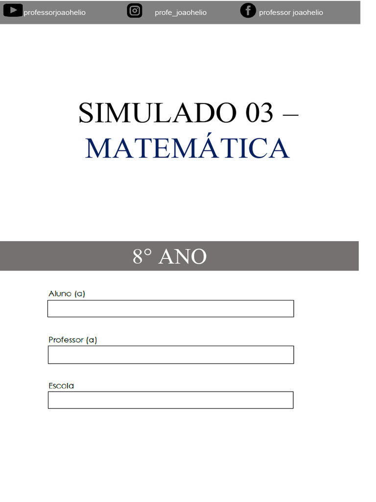 SIMULADO-03_27d4e238c5e044d887a968bfeb41af3f | PDF | Matemática
