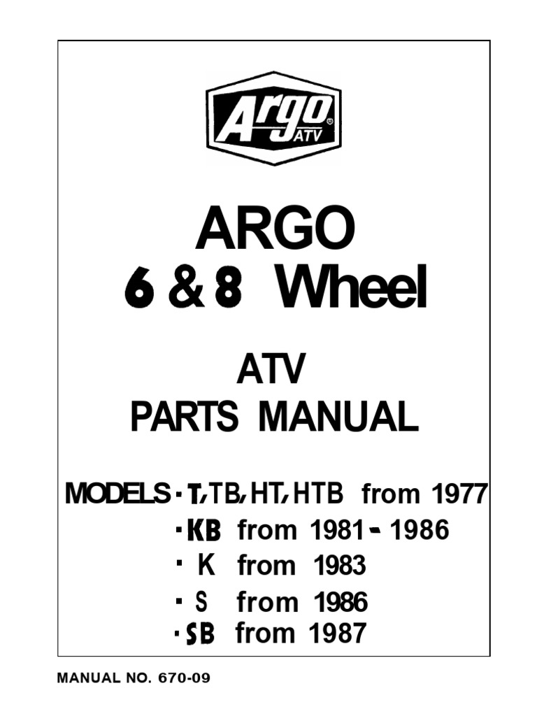 Argo Parts Manuals Models T, TB, HT, HTB (1997) - KB (1 - 220908 ...