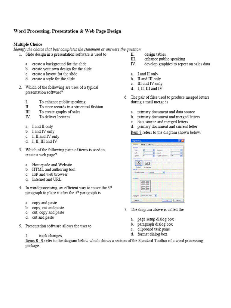MC - Word Processing Presentation Web Page Design | PDF | World Wide ...