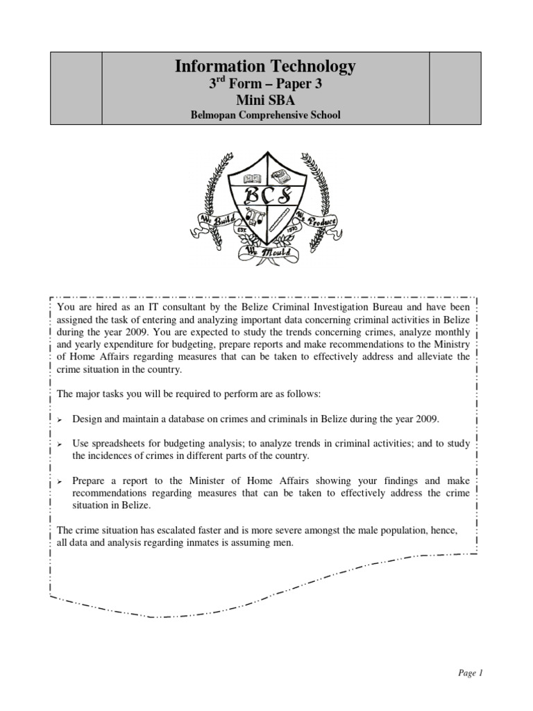Mini SBA 2010 Assignments | PDF | Crimes | Crime & Violence
