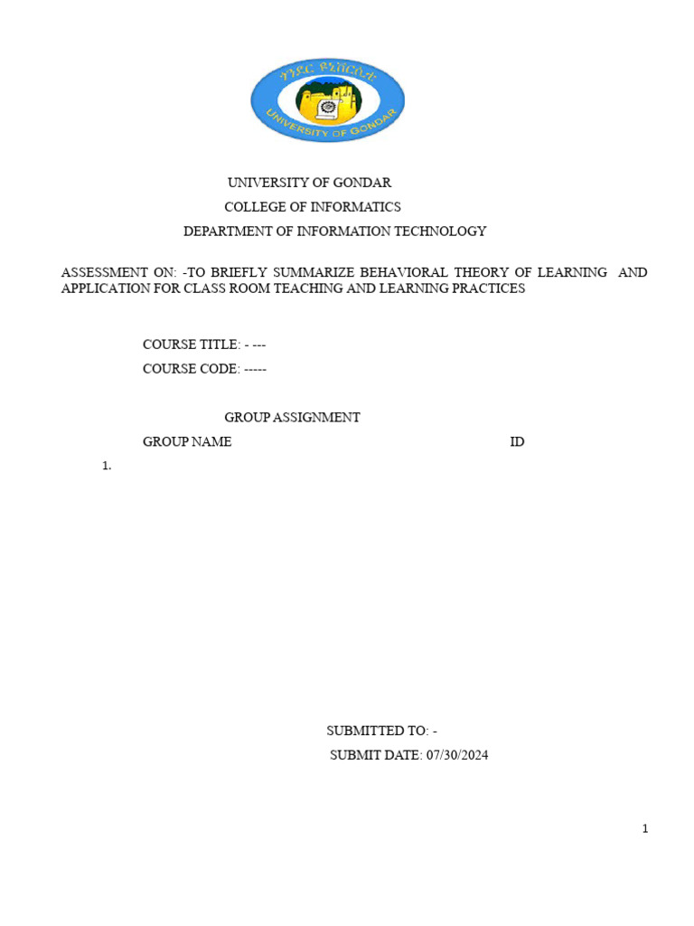 Zemenu Learing and Teaching Theory | PDF | Learning | Reinforcement