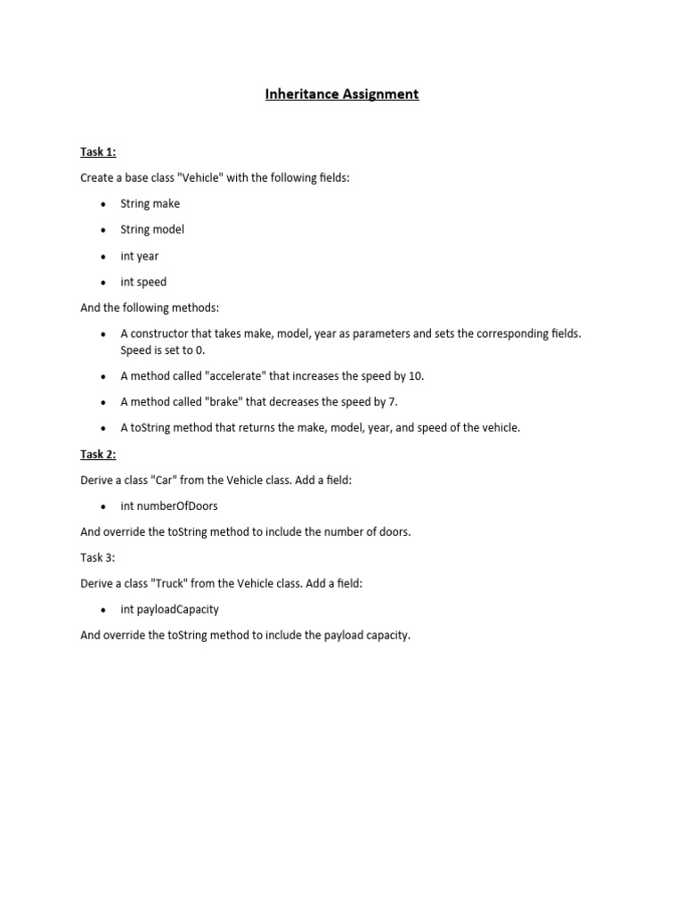 Inheritence Task Pdf Method Computer Programming Class Computer Programming