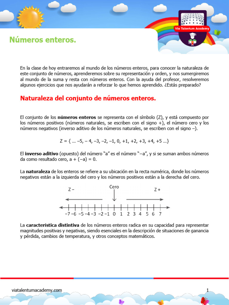 Clase 1. Números Enteros-1 | PDF | Entero | Números