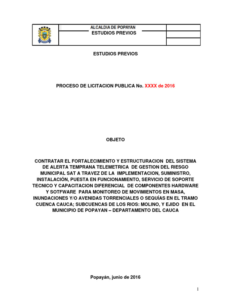 ESTUDIOS PREVIO SAT POPAYAN Revision | PDF | Inundar | Riesgo