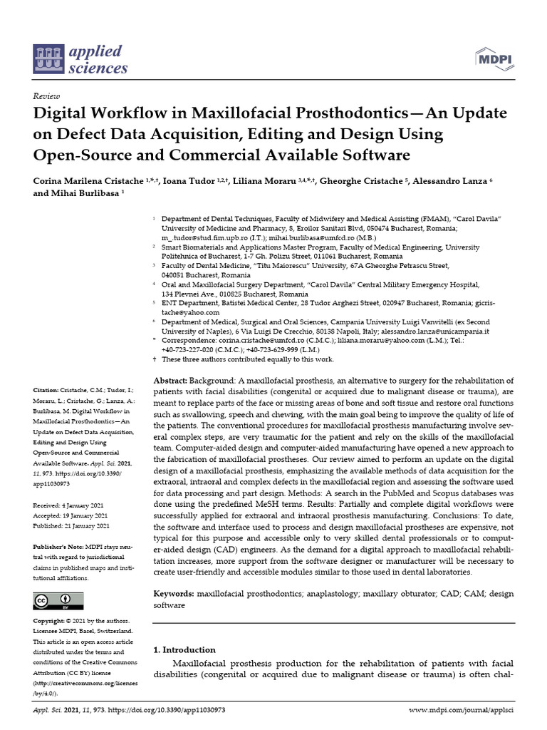 Digital Workflow in Maxillofacial Prosthodontics-A | PDF ...