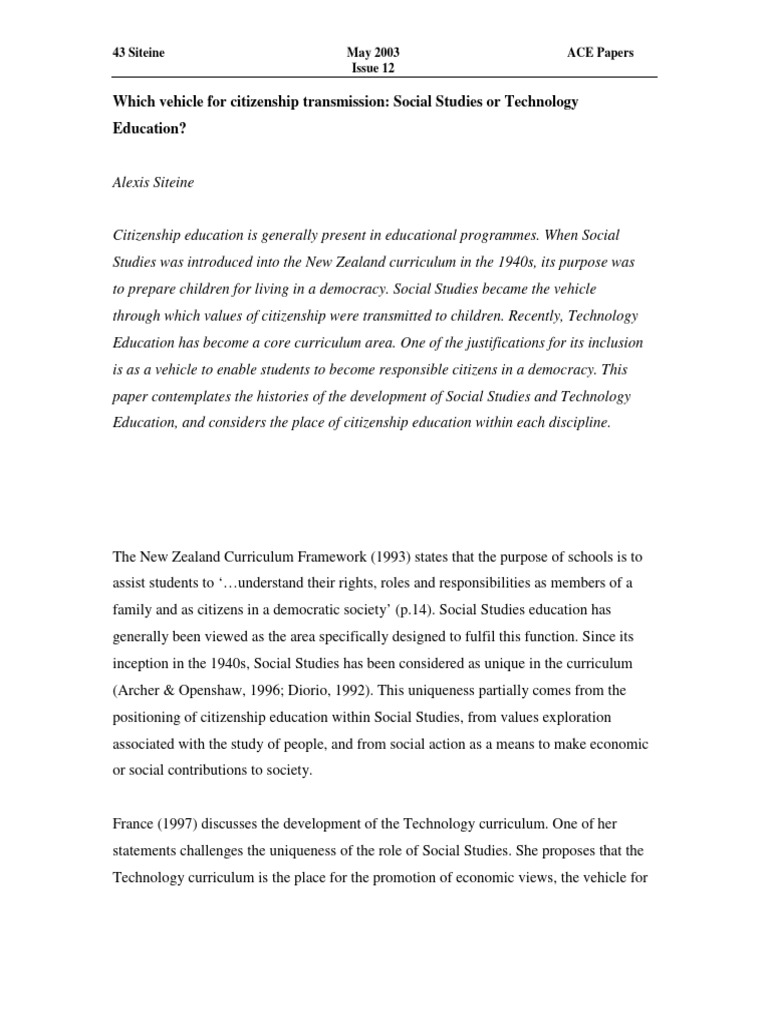 ACE Paper 3 Issue 12 | PDF | Curriculum | Citizenship