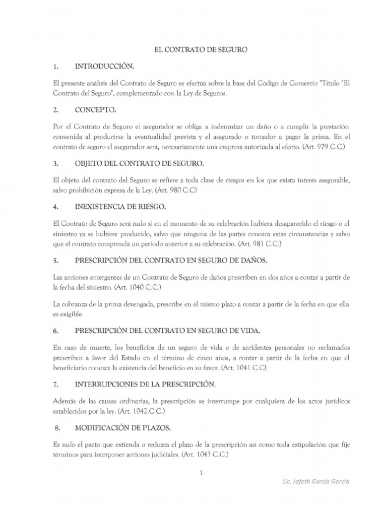 Tema #4 El Contrato de Seguros | PDF