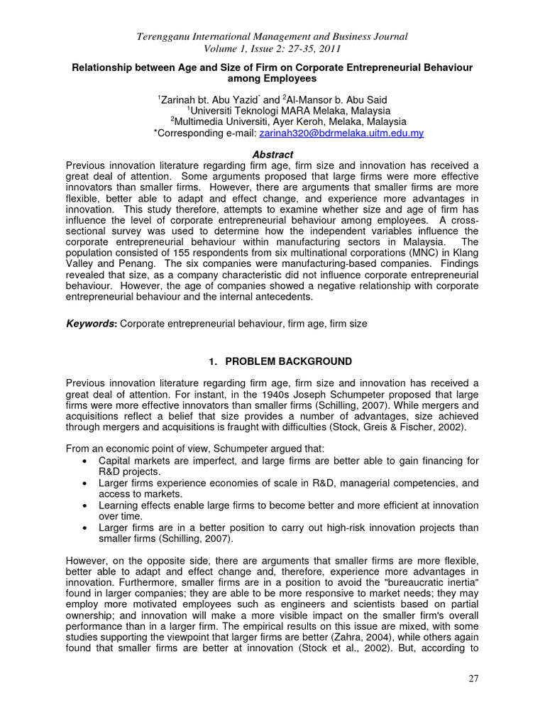 Firm Age and Size Impact on Innovation | PDF | Spearman's Rank ...