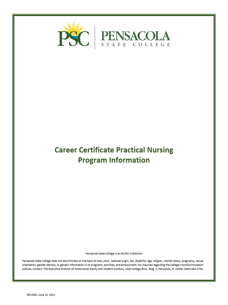 Practical Nursing Program Information | PDF | Nursing | Health Care