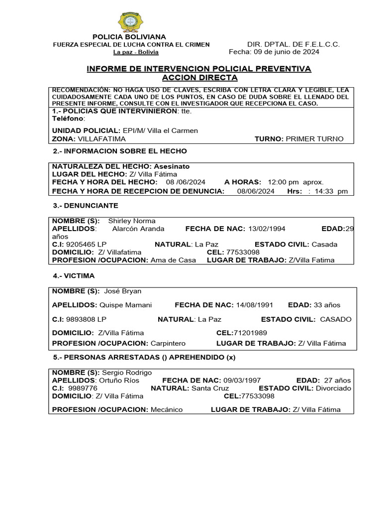 Informe Policial | PDF