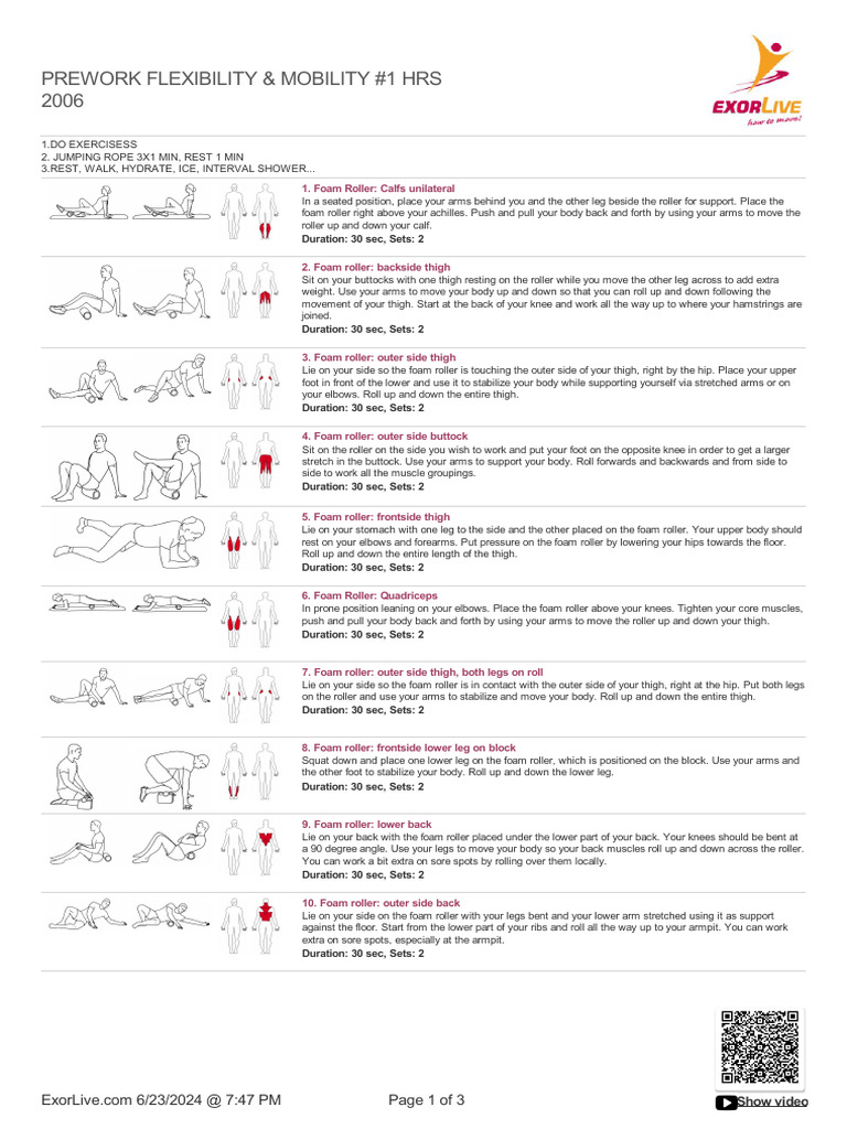 Prework Flexibility & Mobility #1 Hrs 2006 | PDF | Arm | Human Leg