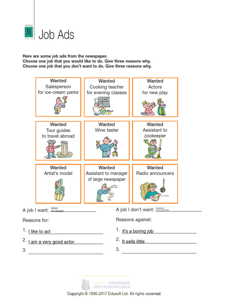 17 Basic II Handout 31 Unit 8 A Bad Day Job Ads | PDF