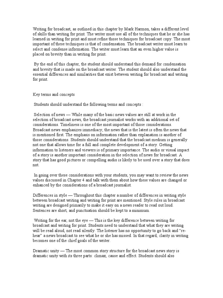 Writing For Broadcast | PDF | Broadcast Journalism | News