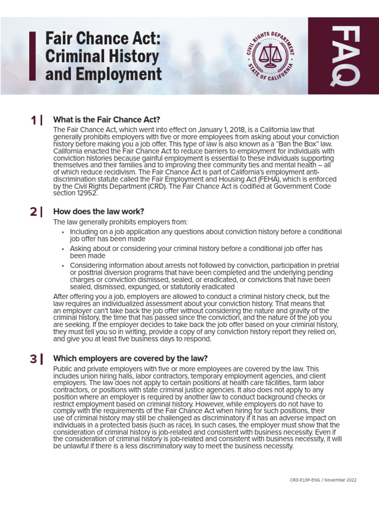 Fair Chance Act: Employment Rights Explained | PDF | Criminal Record ...
