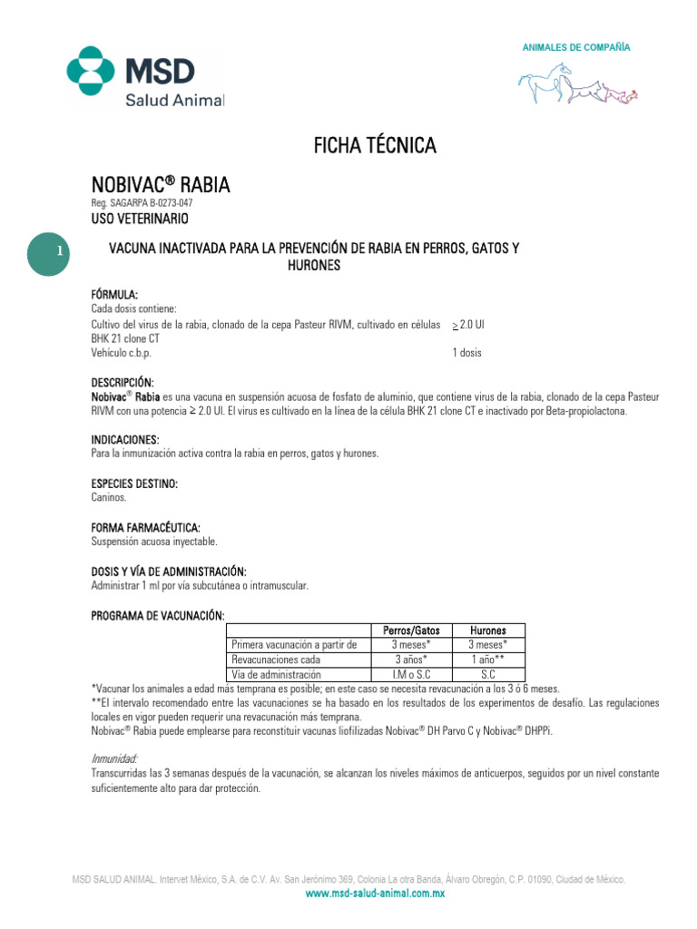 Nobivac Rabia | PDF | Rabia | Vacunas