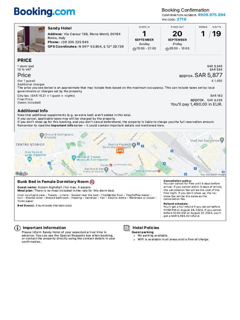 Booking.com Confirmation | PDF