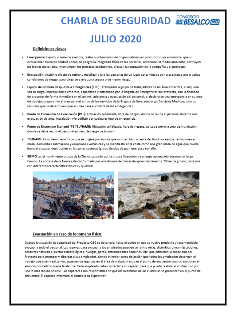 CHARLA DE SEGURIDAD Terremoto y Tsunami | PDF | Tsunami | Temblores