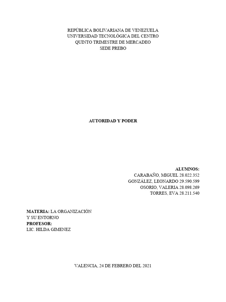 Autoridad y Poder | PDF | Business