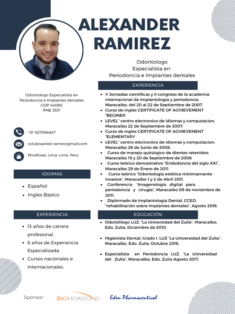 CV Alexander Ramirez | PDF | Ciencias de la Salud | Diente