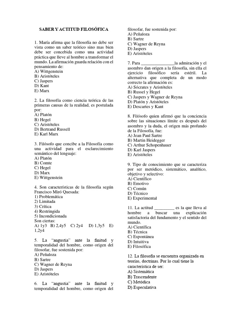 Filosofía: Conceptos y Actitudes Clave | PDF | Aristóteles | Realidad