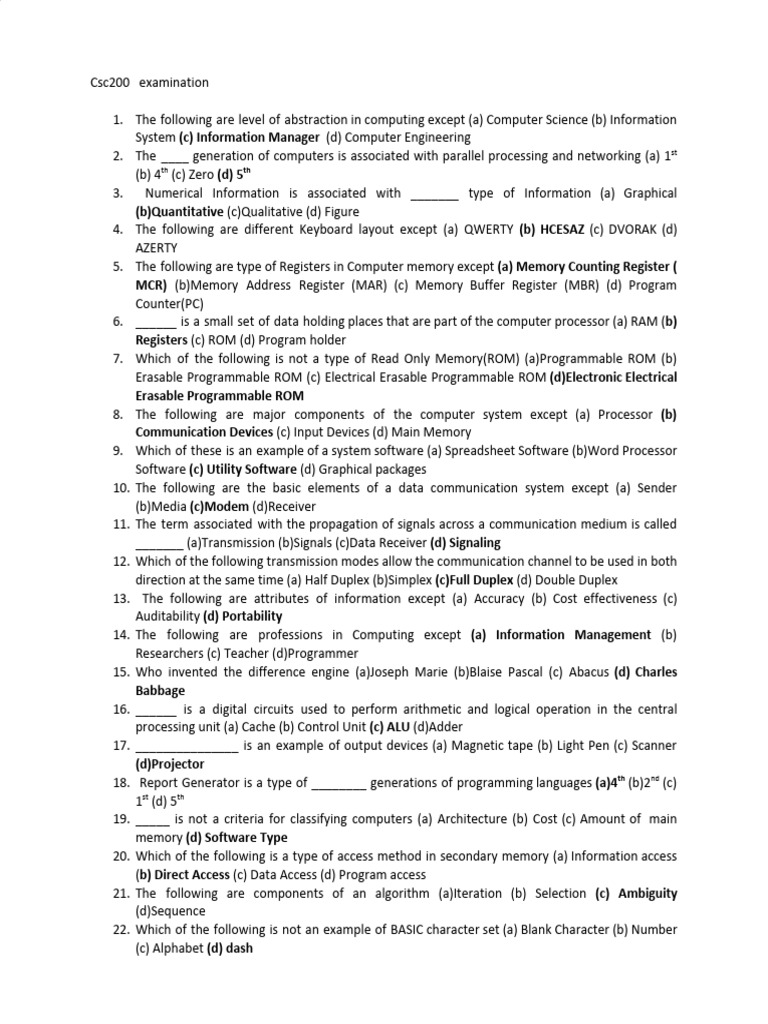 CSC200 Questions & Solution-1 | PDF | Programming | Computer Program