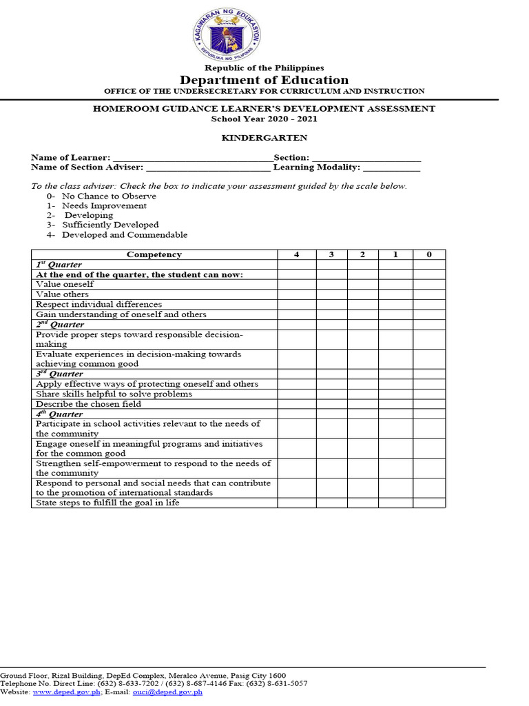 Homeroom Guidance Assessment 2023-2024 | PDF | Learning | Decision Making