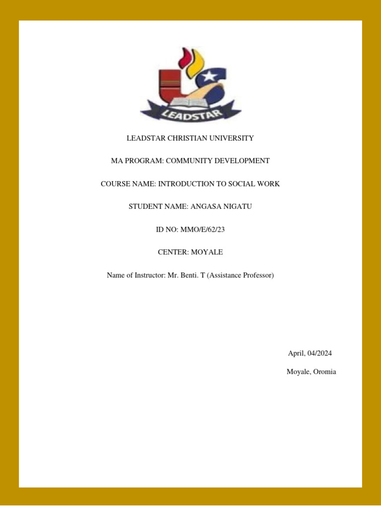 Angasa Assignment. Introduction To Social Work | PDF | Social Work ...