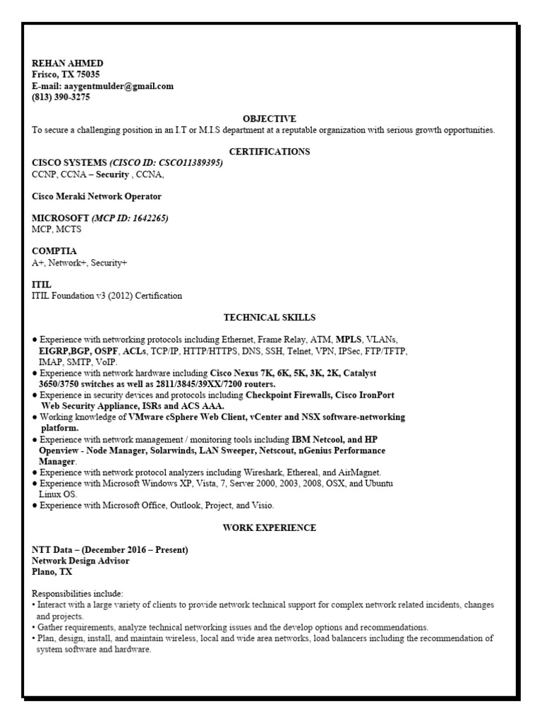 Resume (02 2020) | PDF | Computer Network | Router (Computing)