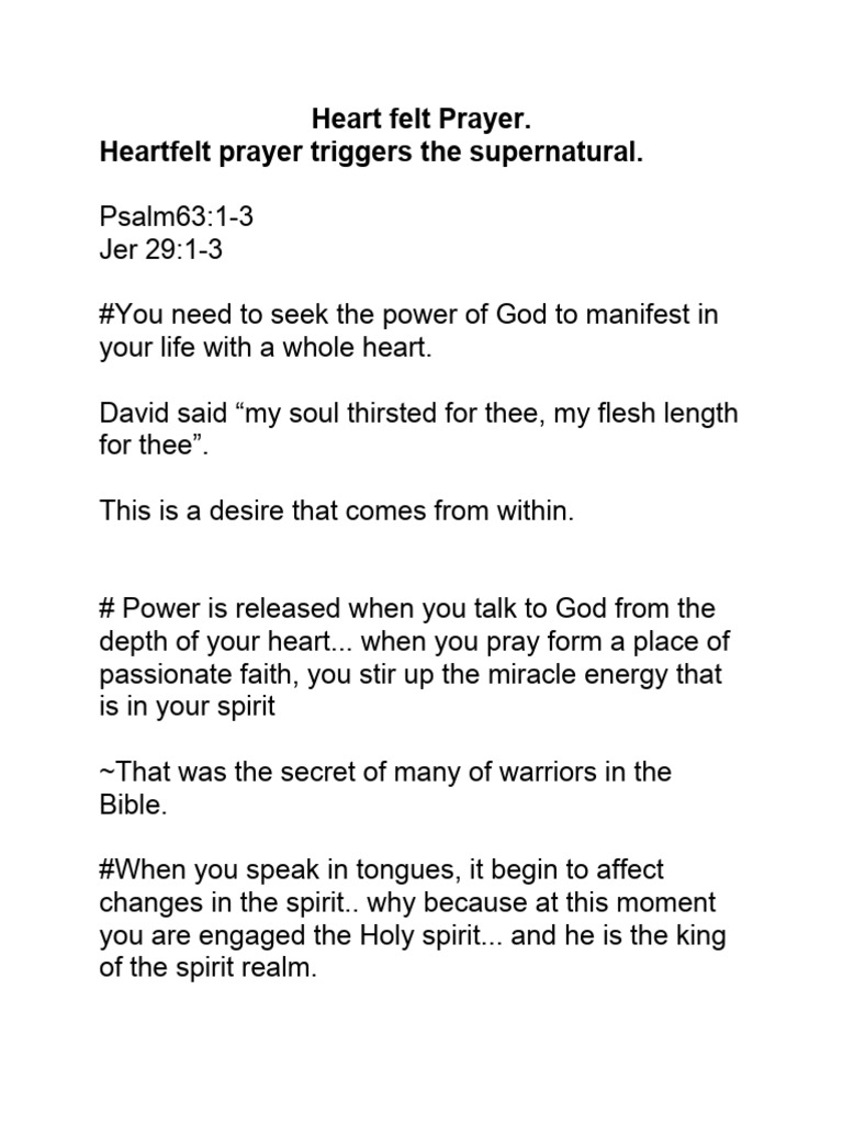 Heart Felt Prayer. PART 2docx | PDF | Prayer | Holy Spirit