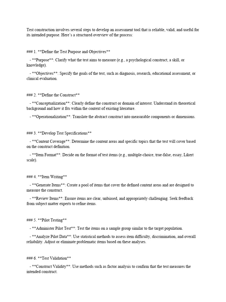 Psych Assessment Test Construction | PDF | Validity (Statistics ...