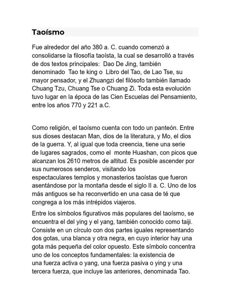 Taoísmo | PDF | Ciencias sociales | Religión y espiritualidad