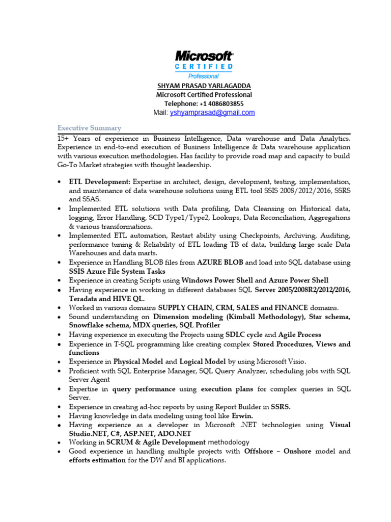 Shyam MSBI | PDF | Microsoft Sql Server | Data Warehouse