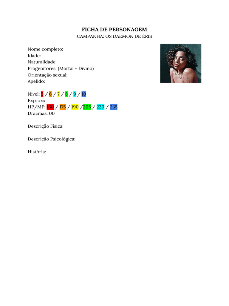 Modelo Ficha Pjo d20 | PDF