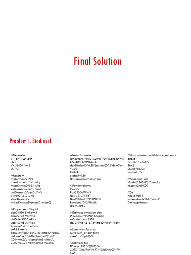 Scale Up Part B Solution | PDF | Physical Quantities | Process Engineering