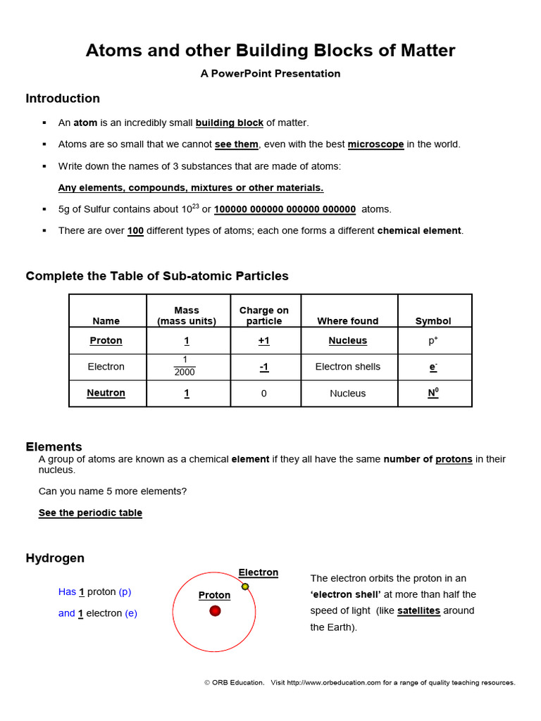 03. Atoms Answers | PDF | Atoms | Chemical Elements